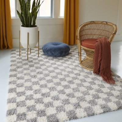 Click here for Mackie Checkered Shag 7 10 x 10 Area Rug  Gray prices