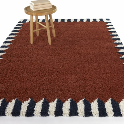 Click here for Vasile Border Shag 5 3 x 7 Area Rug  Rust prices