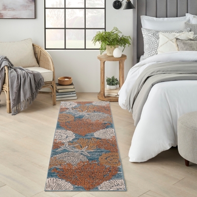Click here for Nourison Home Shell Seaside 23 x 76 Area Rug  Blue... prices