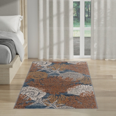 Click here for Nourison Home Shell Seaside 3 x 5 Area Rug  Blue M... prices