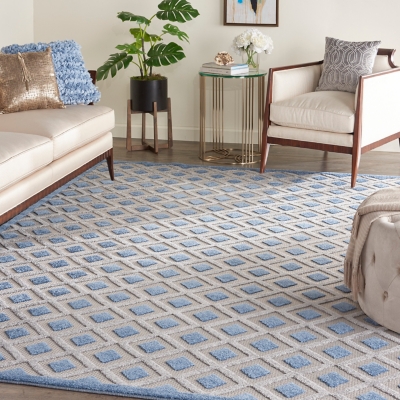 Click here for Nourison Home Splash 12 X 15 Diamond Area Rug  Blu... prices