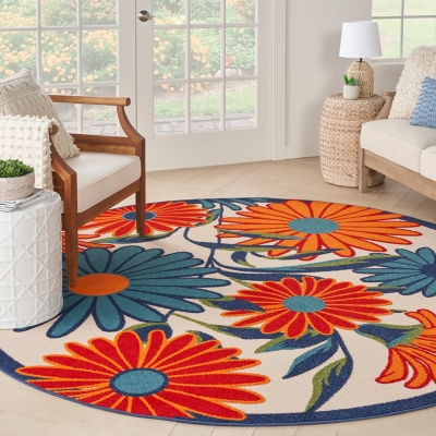 Click here for Nourison Home Splash 4 X Round Daisy Floral Area R... prices