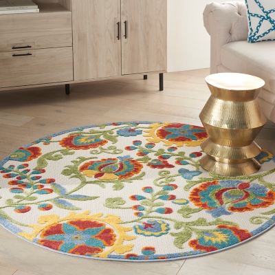 Click here for Nourison Home Splash 53 X Round Leafy Vines Area R... prices