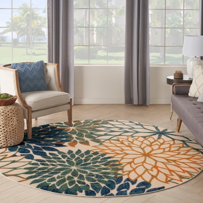 Click here for Nourison Home Splash 53 X Round Dahlia Floral Area... prices