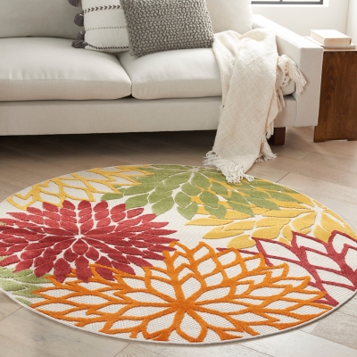 Click here for Nourison Home Splash 53 X Round Dahlia Floral Area... prices