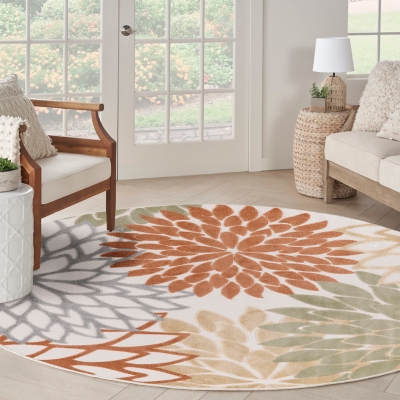 Click here for Nourison Home Splash 53 X Round Dahlia Floral Indo... prices