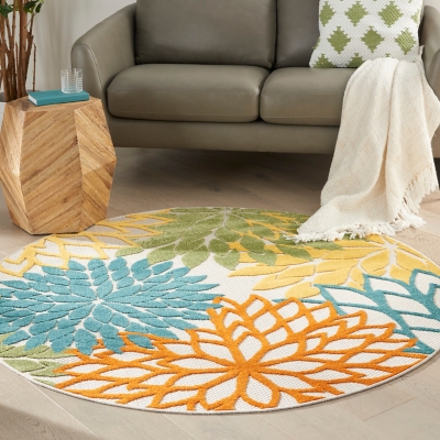 Click here for Nourison Home Splash 53 X Round Dahlia Floral Area... prices