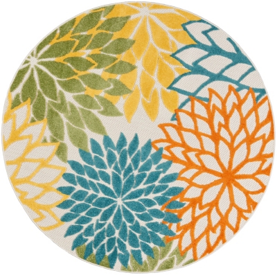 Nourison Home Splash 5'3" X Round Dahlia Floral Area Rug | Ashley