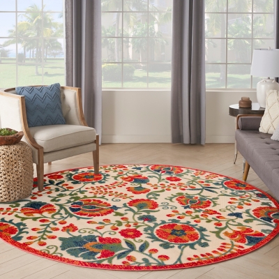 Click here for Nourison Home Splash 53 X Round Leafy Vines Area R... prices