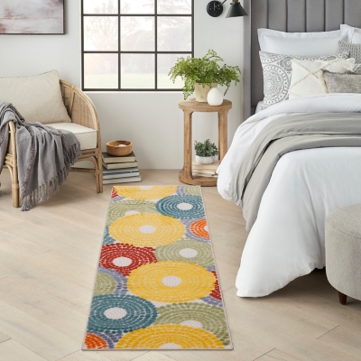Click here for Nourison Home Splash 2 X 6 Circular Floral Area Ru... prices