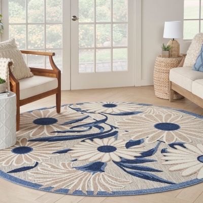 Click here for Nourison Home Splash 53 X Round Daisy Floral Area... prices