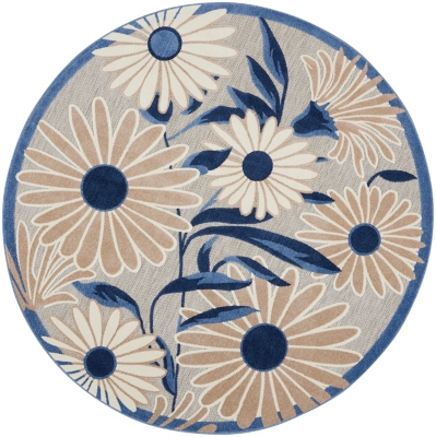 Nourison Home Splash 5'3" X Round Daisy Floral Area Rug | Ashley