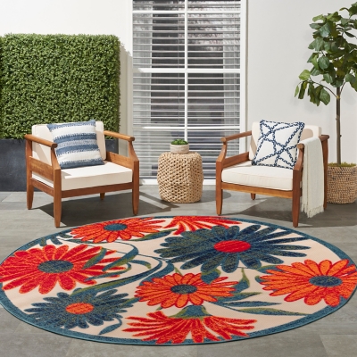 Click here for Nourison Home Splash 53 X Round Daisy Floral Indoo... prices