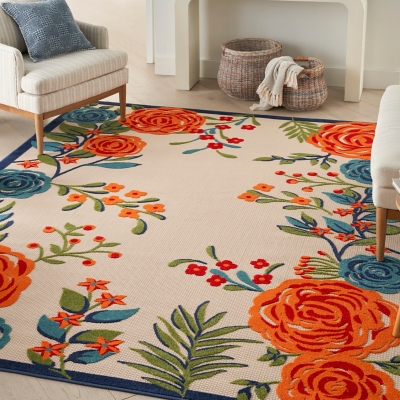 Click here for Nourison Home Splash 6 X 9 Rose Floral Area Rug  M... prices