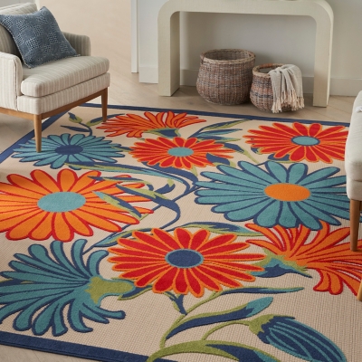 Click here for Nourison Home Splash 6 X 9 Daisy Floral Area Rug... prices