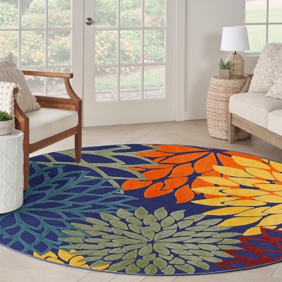 Click here for Nourison Home Splash 53 X Round Dahlia Floral Indo... prices
