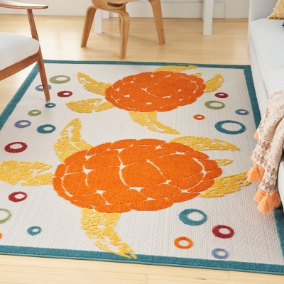 Click here for Nourison Home Splash 6 X 9 Motif Area Rug  Teal/Mu... prices