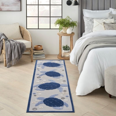 Click here for Nourison Home Splash 23 X 8 Motif Area Rug  Navy B... prices