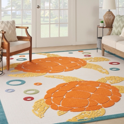 Click here for Nourison Home Splash 710 X 10 Motif Area Rug  Teal... prices