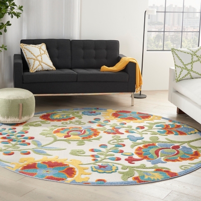Click here for Nourison Home Splash 710X Round Leafy Vines Area R... prices