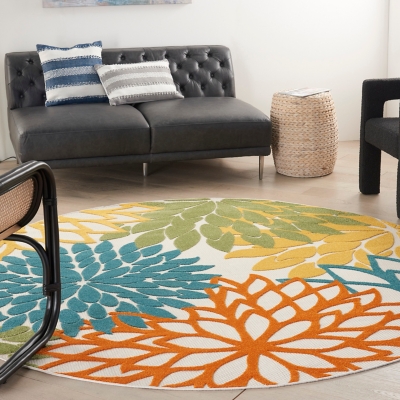 Click here for Nourison Home Splash 710 X Round Dahlia Floral Are... prices