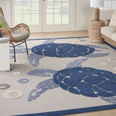 Click here for Nourison Home Splash 9 X 12 Motif Area Rug  Navy B... prices