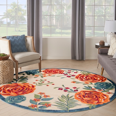Click here for Nourison Home Splash 710 X Round Rose Floral Indoo... prices
