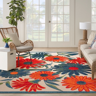 Click here for Nourison Home Splash 9 X 12 Daisy Floral Indoor/Ou... prices