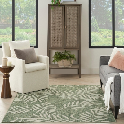 Click here for Nourison Home Tropical 5 x 7 Area Rug  Green/Ivory prices