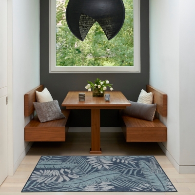 Click here for Nourison Home Palm Leaf 3 x 5 Area Rug  Navy prices