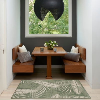 Click here for Nourison Home Palm Leaf 3 x 5 Area Rug  Green/Ivor... prices