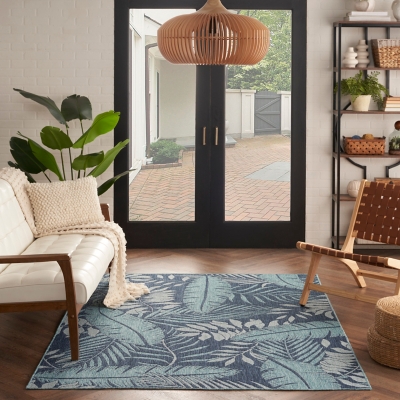Click here for Nourison Home Palm Leaf 4 x 6 Area Rug  Navy prices
