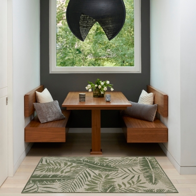Click here for Nourison Home Palm Leaf 3 x 5 Area Rug  Ivory/Gree... prices