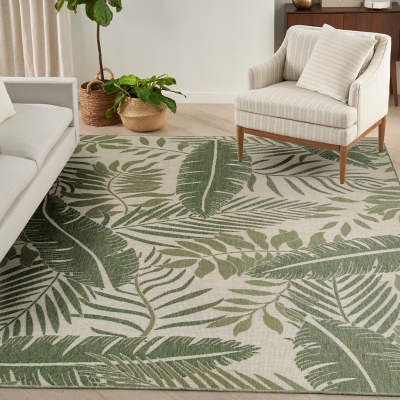 Click here for Nourison Home Palm Leaf 8 x 10 Area Rug  Ivory/Gre... prices