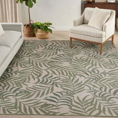Click here for Nourison Home Tropical 9 x 12 Area Rug  Ivory/Gree... prices