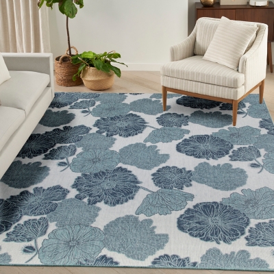 Click here for Nourison Home Floral 9 x 12 Area Rug  Blue prices
