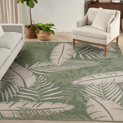 Click here for Nourison Home Palm Leaf 8 x 10 Area Rug  Green/Ivo... prices