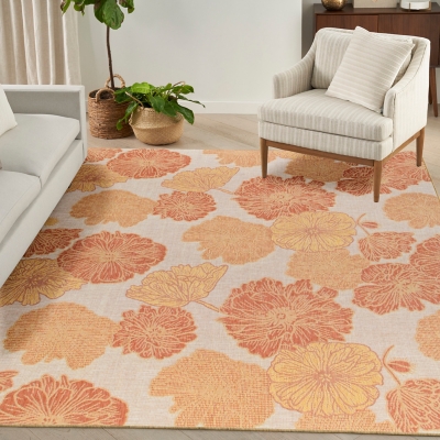 Click here for Nourison Home Floral 9 x 12 Area Rug  Coral prices