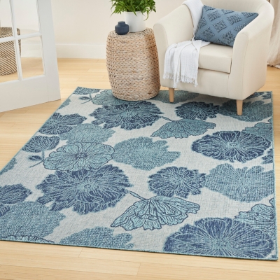 Click here for Nourison Home Floral 6 x 9 Area Rug  Blue prices
