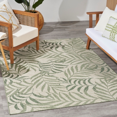 Click here for Nourison Home Tropical 4 x 6 Area Rug  Ivory/Green prices
