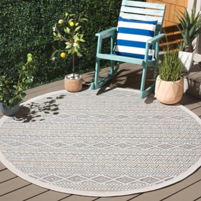 Click here for Safavieh Wicker 6 7 x 6 7 Round Area Rug  Aqua/Bei... prices