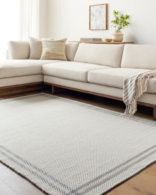 Click here for Livabliss Mardin Boarder 5 x 76 Area Rug  Light Gr... prices