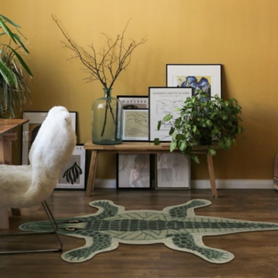 Click here for Linon Jungle Crocodile 3 X 5 Accent Rug  Light Gre... prices