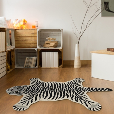Click here for Linon Jungle Tiger 3 X 5 Accent Rug  White prices