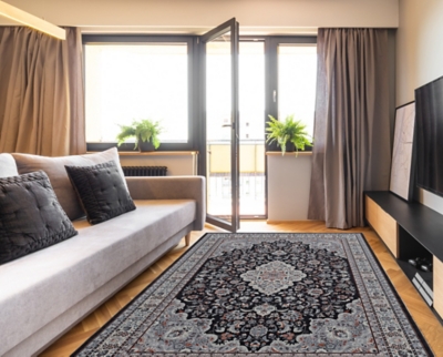 Click here for Linon Emerald Barton 67 x 97 Area Rug  Black prices