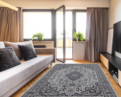 Click here for Linon Emerald Barton 67 x 97 Area Rug  Cream/Blue prices