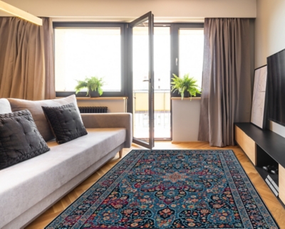 Click here for Linon Emerald Grenier 67 x 97 Area Rug  Navy prices