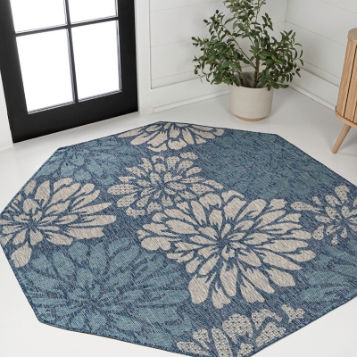 Click here for Jonathan Y Zinnia 5 x 5 Area Rug  Navy/Aqua prices