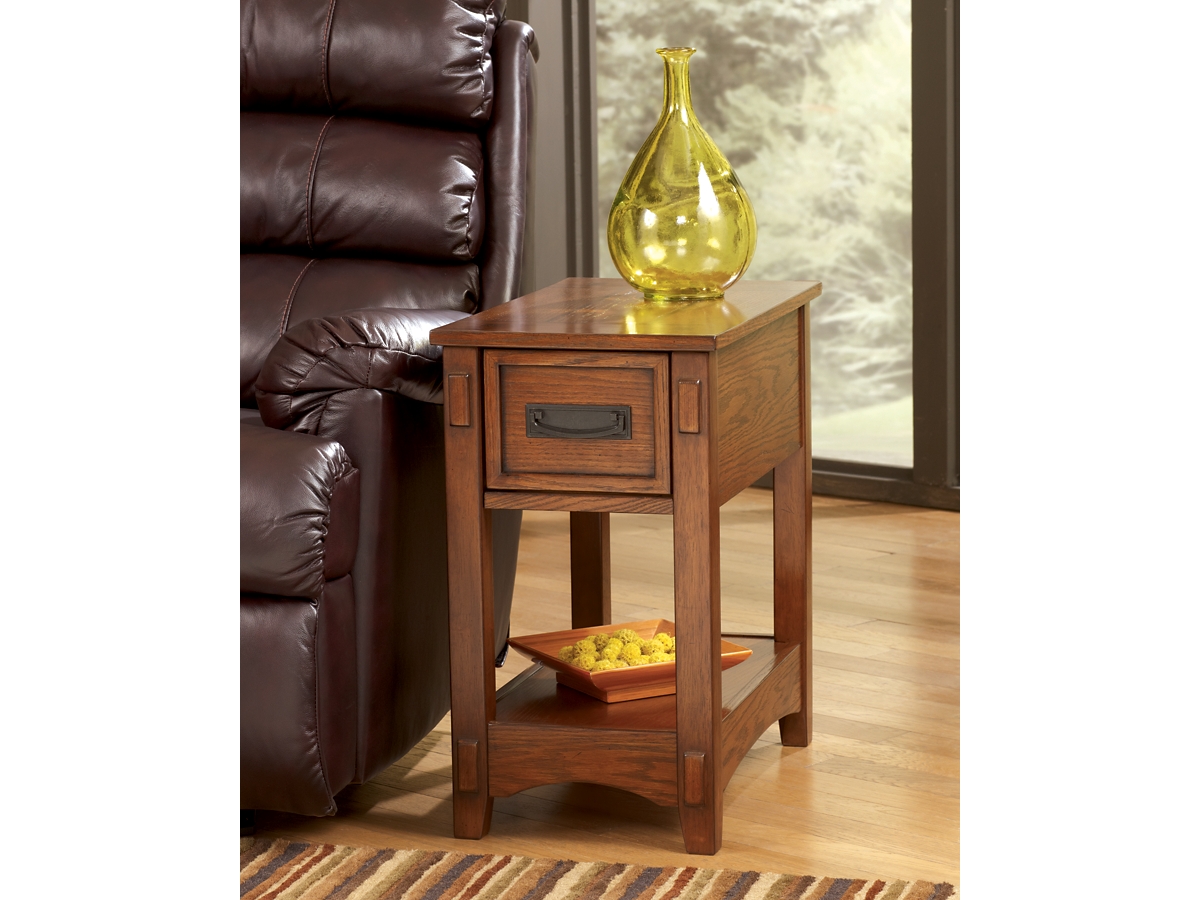 Chairside End Table Solid Wood Chairside End Table, Two Drawer Narrow