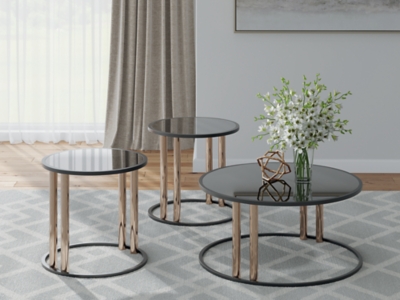 Click here for Hannerly Table (Set of 3)  Black/Gold Finish prices